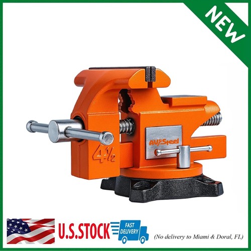 4-1/2" Bench Vise with 240° Flexible Swivel Locking Base and Anvil ...