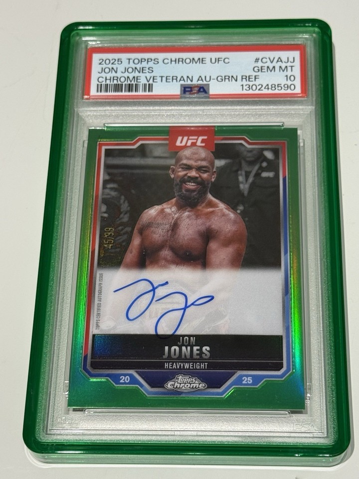 2025 Topps Chrome UFC Jon Jones Green Refractor /99 On Card Auto PSA 10 ...