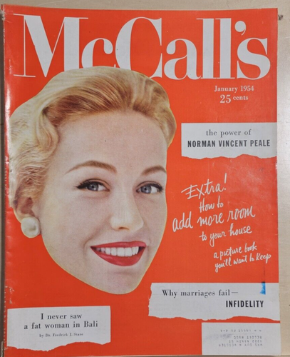 McCall's January 1954 Norman Vincent Peale Eleanor Roosevelt Color Ads ...