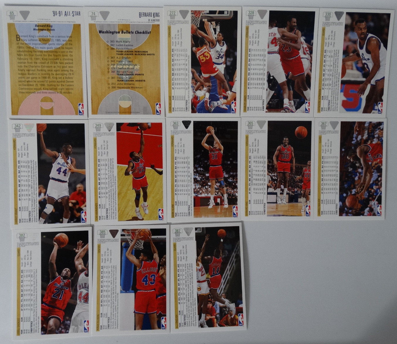 1991-92 Upper Deck Washington Bullets Team Set Of 18 Basketball Cards ...