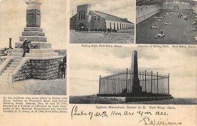 J6/ Fort Riley Kansas Postcard c1910 4View Ogden Monument Riding Hall ...