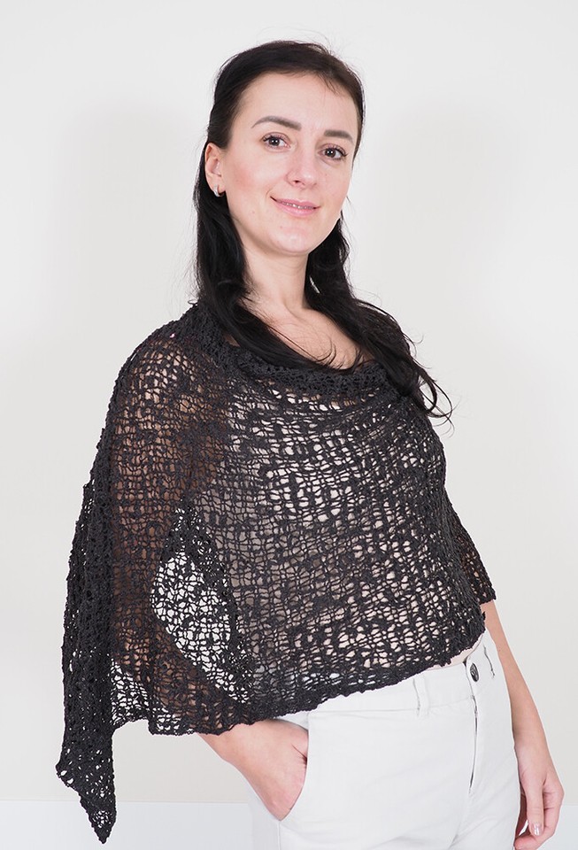 Ladies Small Poncho One Size Popcorn Plain Fish Net Crochet Batwing ...