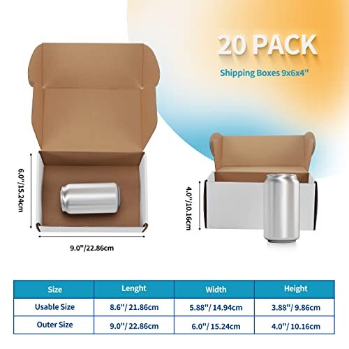 9x6x4 Inches Shipping Boxes Set of 20 White Corrugated Cardboard ...
