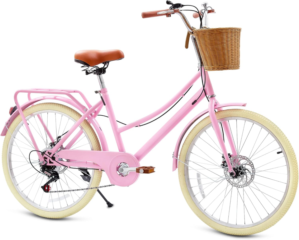 Kids Bike, Retro Cruiser Bike for Girls, 20 24 Inch 7-Speed Kids ...