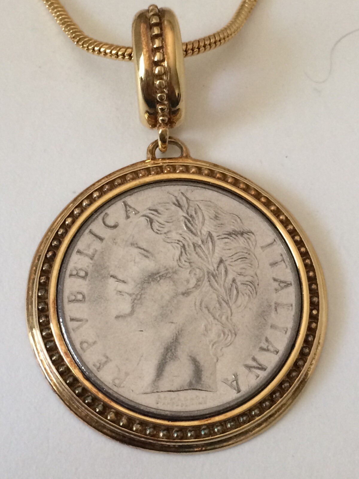 Vintage Repvbblica Italiana L.100 Coin 925 Italy Gold Overlay Sterling ...