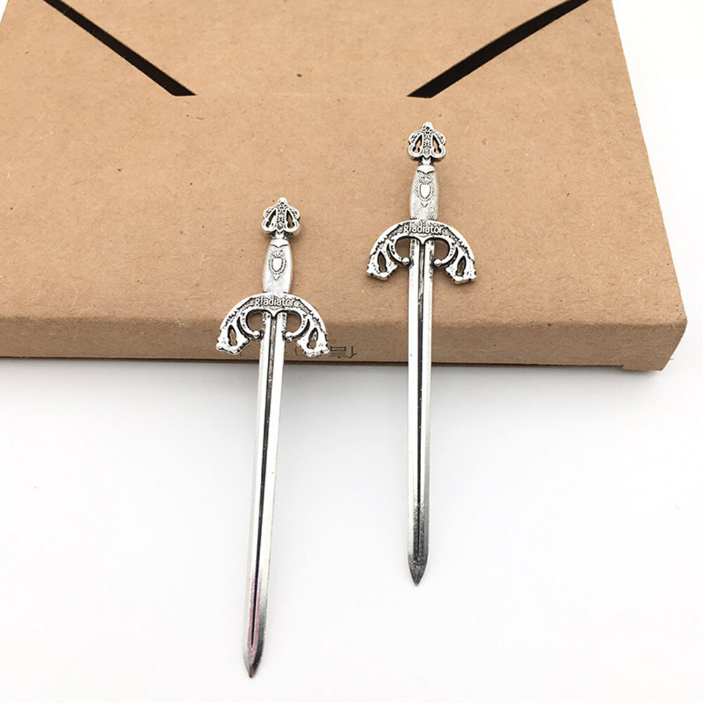 6PCS Retro Silver Long Swords Knight's Sword Cosplay Model Doll's House ...