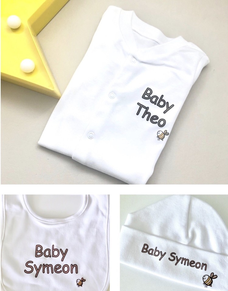 PERSONALISED Unisex bee baby clothing, babygrow, hat,bib vest baby ...