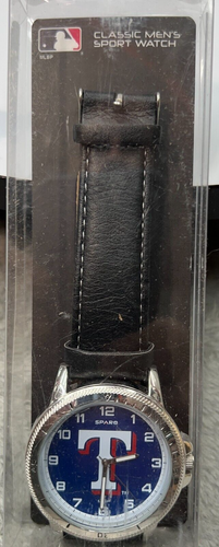 Texas Rangers Watch Classic Sports Mens Black Leather Sparo MLB Merch ...