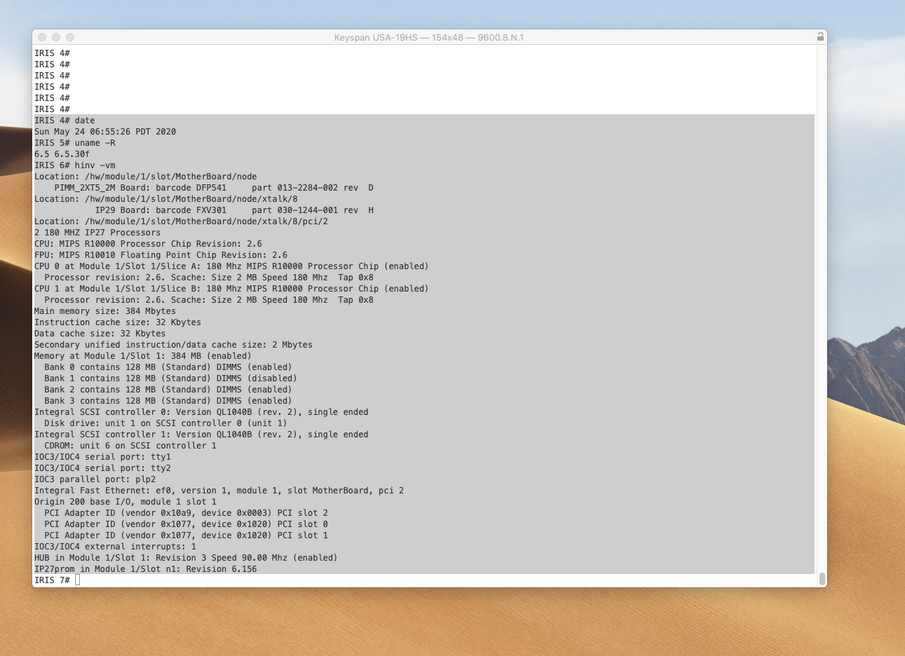 SGI Origin 200 2x180Mhz R10 MIPS processor, 512 MB memory ***Plus IRIX ...