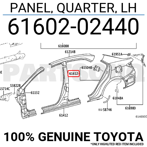 6160202440 Genuine Toyota PANEL, QUARTER, LH 61602-02440 | eBay