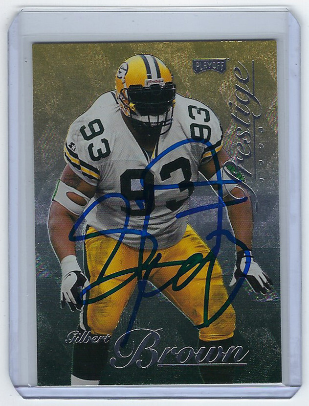 1998 PACKERS Gilbert Brown signed card Playoff Prestige Hobby #15 AUTO ...