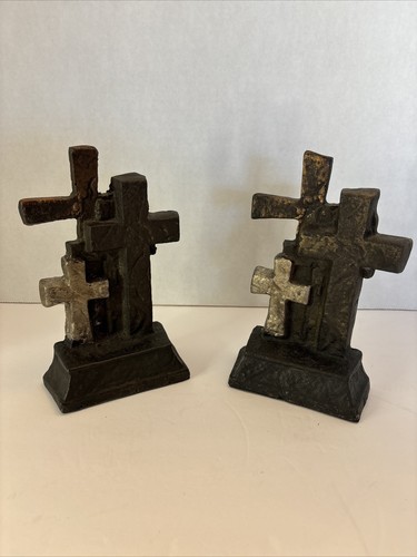 Cast Metal Three Cross Bookends | eBay
