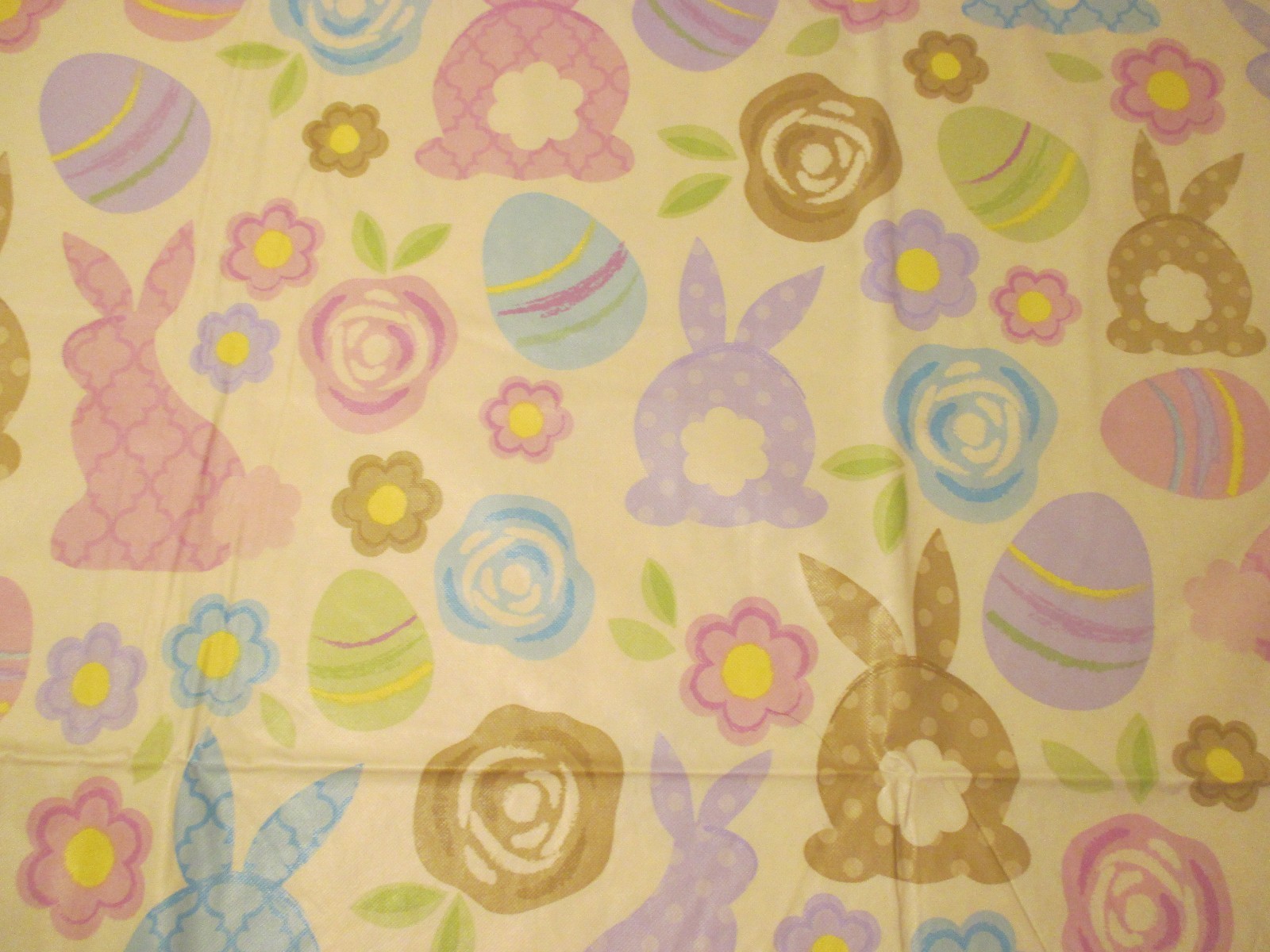 ELRENE EASTER Tan Bunny Egg Kitchen Party Vinyl Tablecloth~Oblong~Oval ...