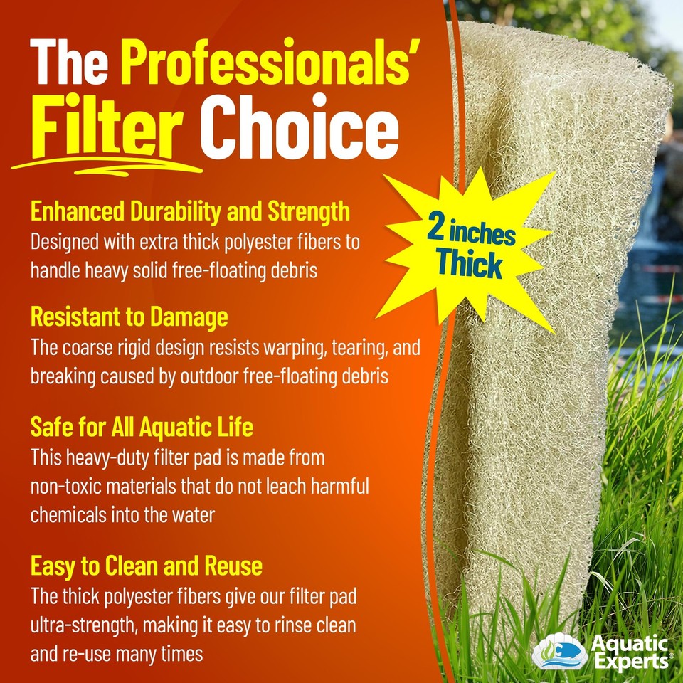 Cream COARSE Pond Filter Pad - 2 inch Thick - Bulk Roll Water Garden ...