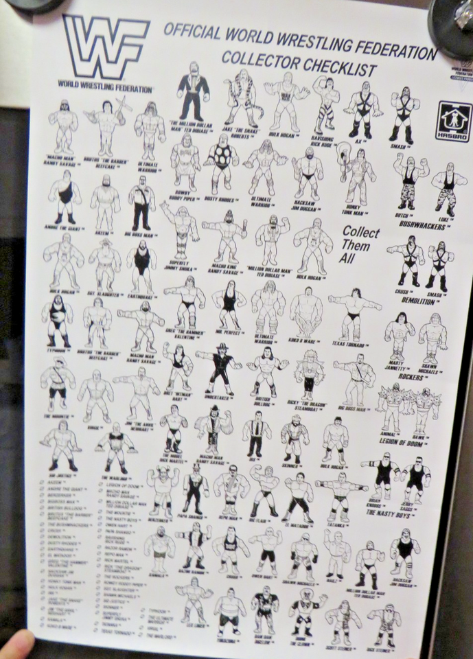 Vintage WWF Wrestling Figure Collector’s Checklist poster Hasbro Titan ...