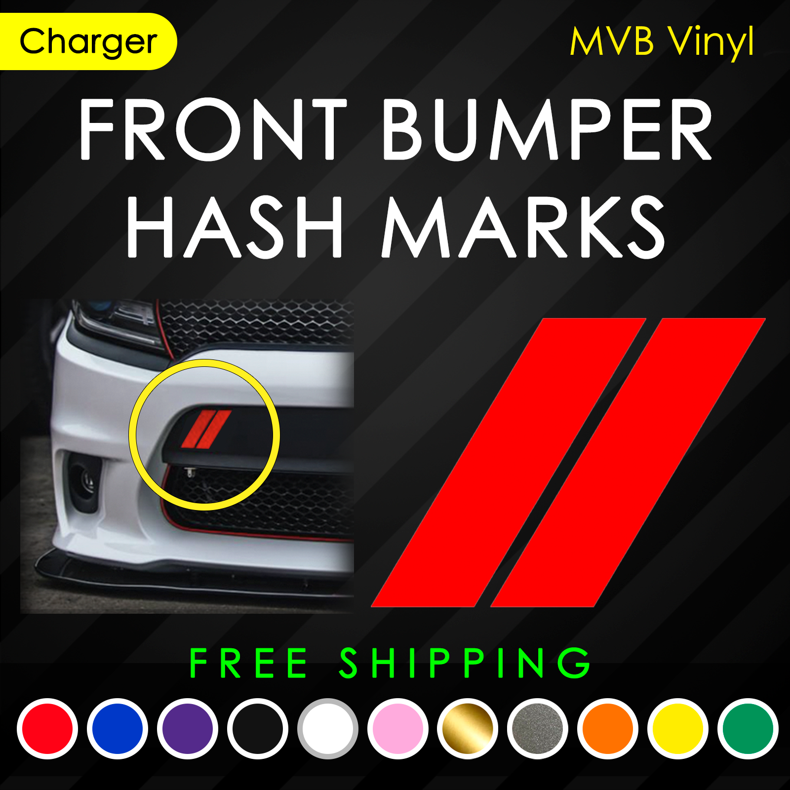 Front Bumper Hash Marks Vinyl Decal For Charger Cars | eBay