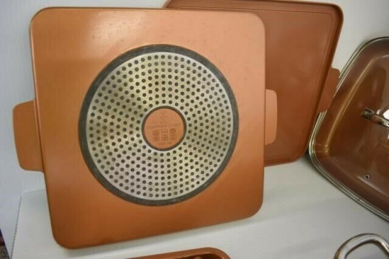 34 PC Copper Chef Cookware Set Pans Pots Deep Fry Baking Grill Egg ...