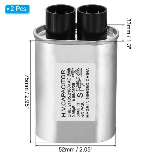Microwave Capacitor, 2 Pack 0.95uF AC 2100V High Voltage 7mm Pin ...