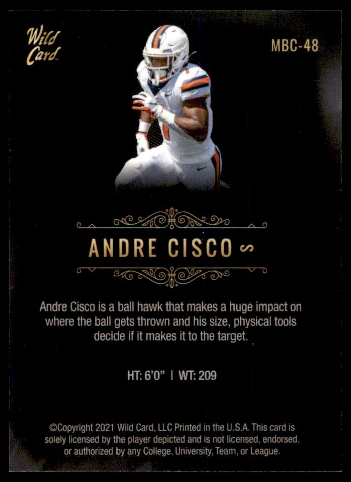 Andre Cisco 2021 Wild Card Matte Black Rookie Premier Card RC #MBC-48 ...