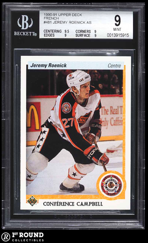 Jeremy Roenick BGS 9: 1990-91 Upper Deck French All-Star Rookie Year ...