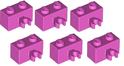 LEGO 6 New Magenta Bricks Modified 1x2 Open O Clip Vertical Grip 30237b ...