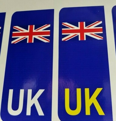 2 x UK GB Flag Number Plate Stickers European Road trip Car Vinyl ...
