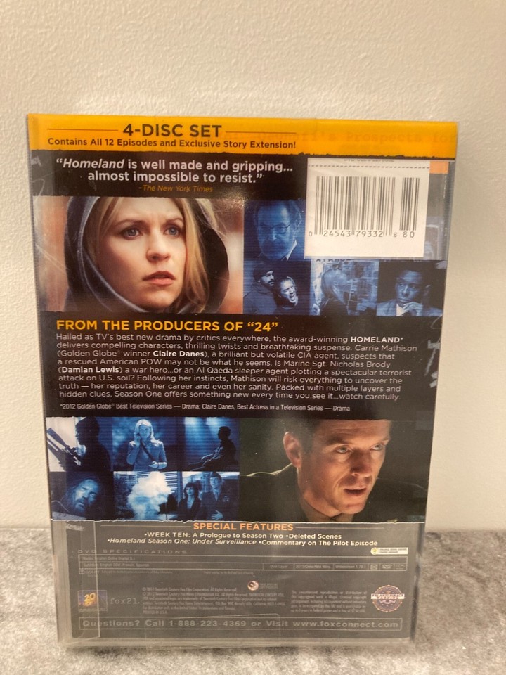 Homeland: The Complete First Season 1 (DVD 4-Disc Set) Claire Danes NEW ...