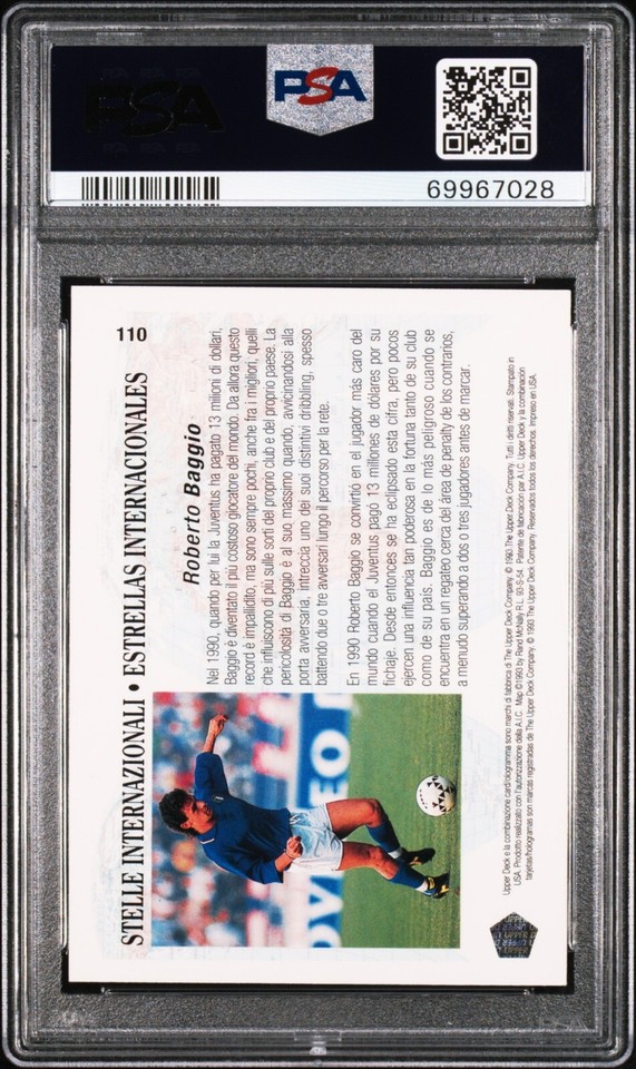 1993 Upper Deck World Cup Soccer 110 Roberto Baggio PSA8 | eBay