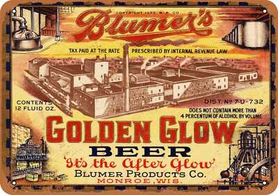 METAL SIGN - 1933 Blumer's Golden Glow Beer - Vintage Look Reproduction ...