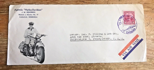 Vintage Harley Davidson Dealer Envelope Caracas Venezuela Motorcycle ...