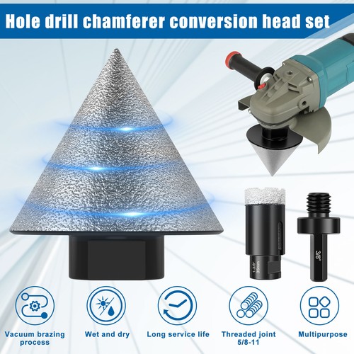 3Pcs Diamond Beveling Chamfer Bits Cone Milling Bits Tile Finishing ...