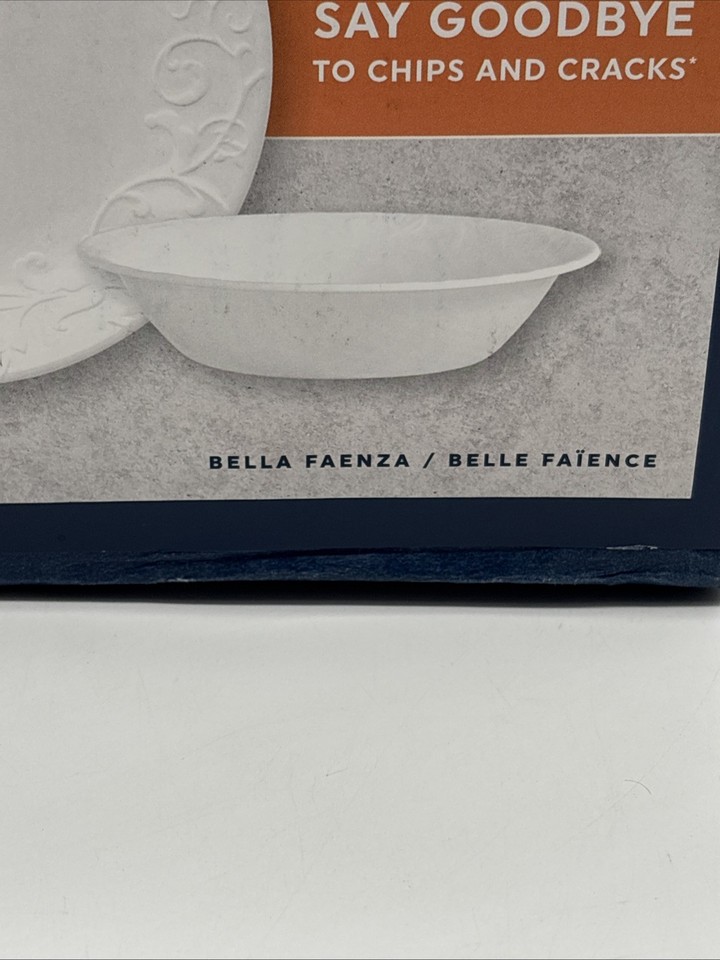 Corelle 18-pc Vitrelle White Embossed Bella Faenza Dinnerware Set New ...