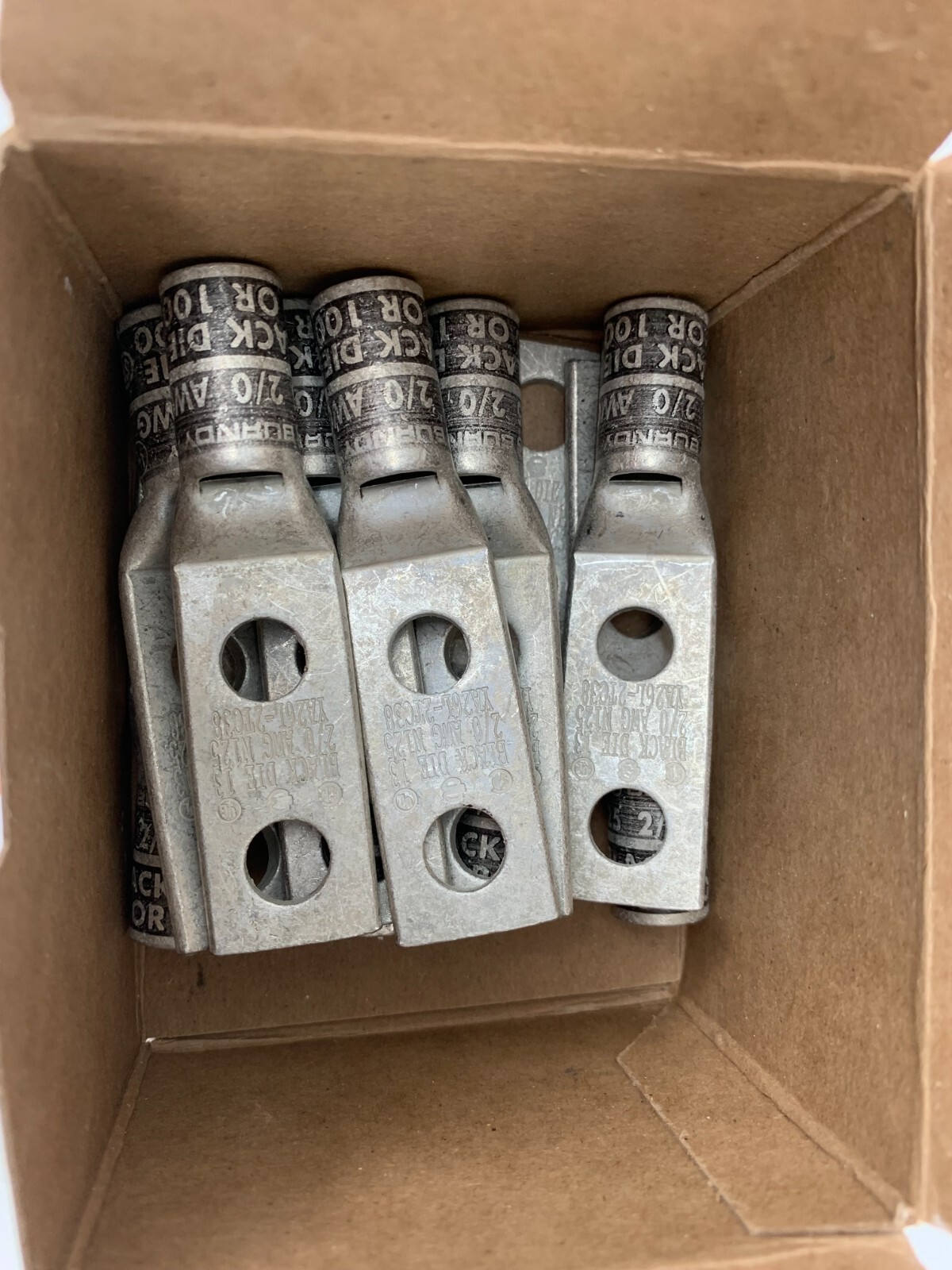 Burndy YA26L2TC38 50220R Copper Compression Lug 2/0 AWG 2-Hole 3/8" Box ...