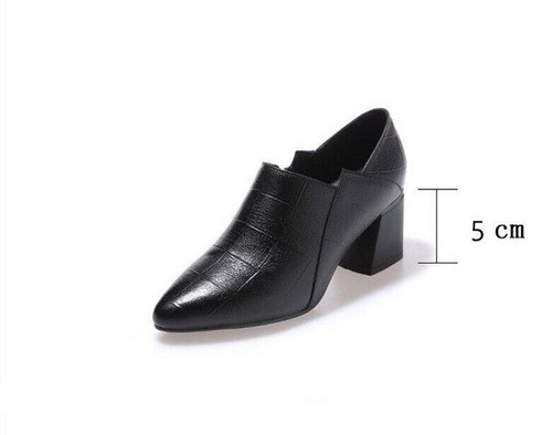 Fashion Women Side Zip Party Shoes Pumps Square Heel Pointed Toe High ...