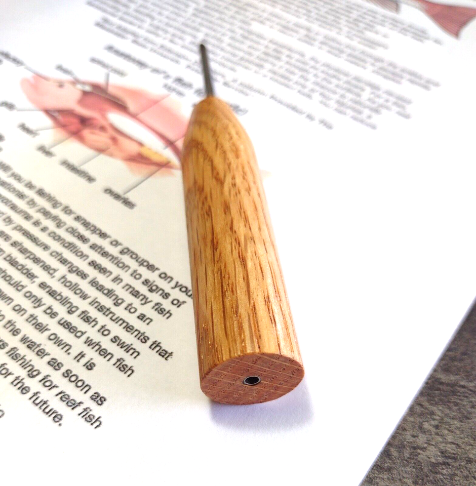 Fish venting tool by CM Venters with case, oak handle, stainless tubes ...
