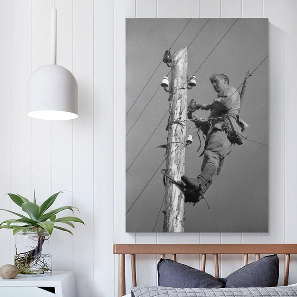A Man Working on A Telephone Pole Posters Posters for Room Aesthetic ...