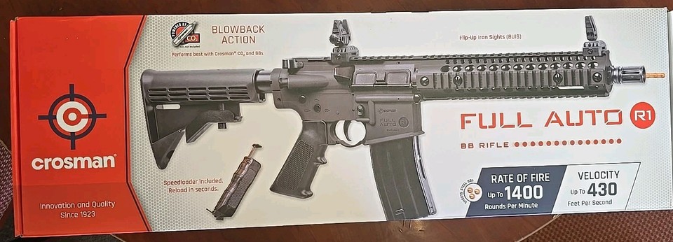 Crosman CFAR1B R1 Full Auto BB .177 Caliber Black Repeater Air Rifle ...