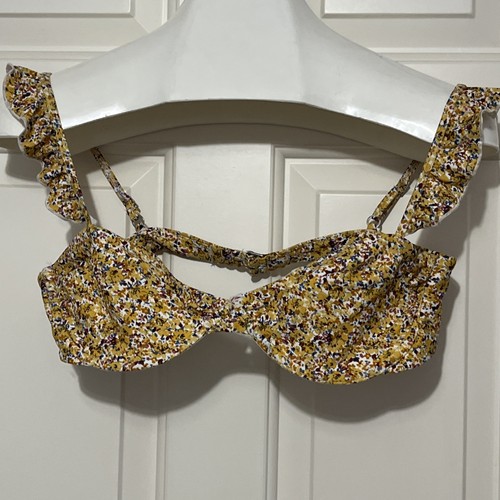 Abercrombie & Fitch Floral Bikini Swim Top - Ruffle Straps, No Padding ...