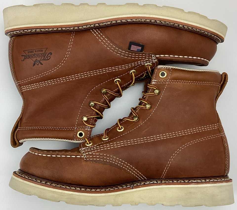 Thorogood 814-4200 Men's 6" Leather Moc Soft Toe Work Boots Brown Size ...