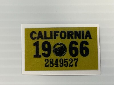 1966 California License Plate Registration Sticker, YOM, CA DMV show ...