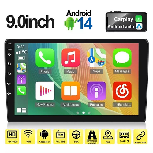 9" Android 14 Car Stereo Radio GPS Navi WIFI BT Touch Screen Double ...