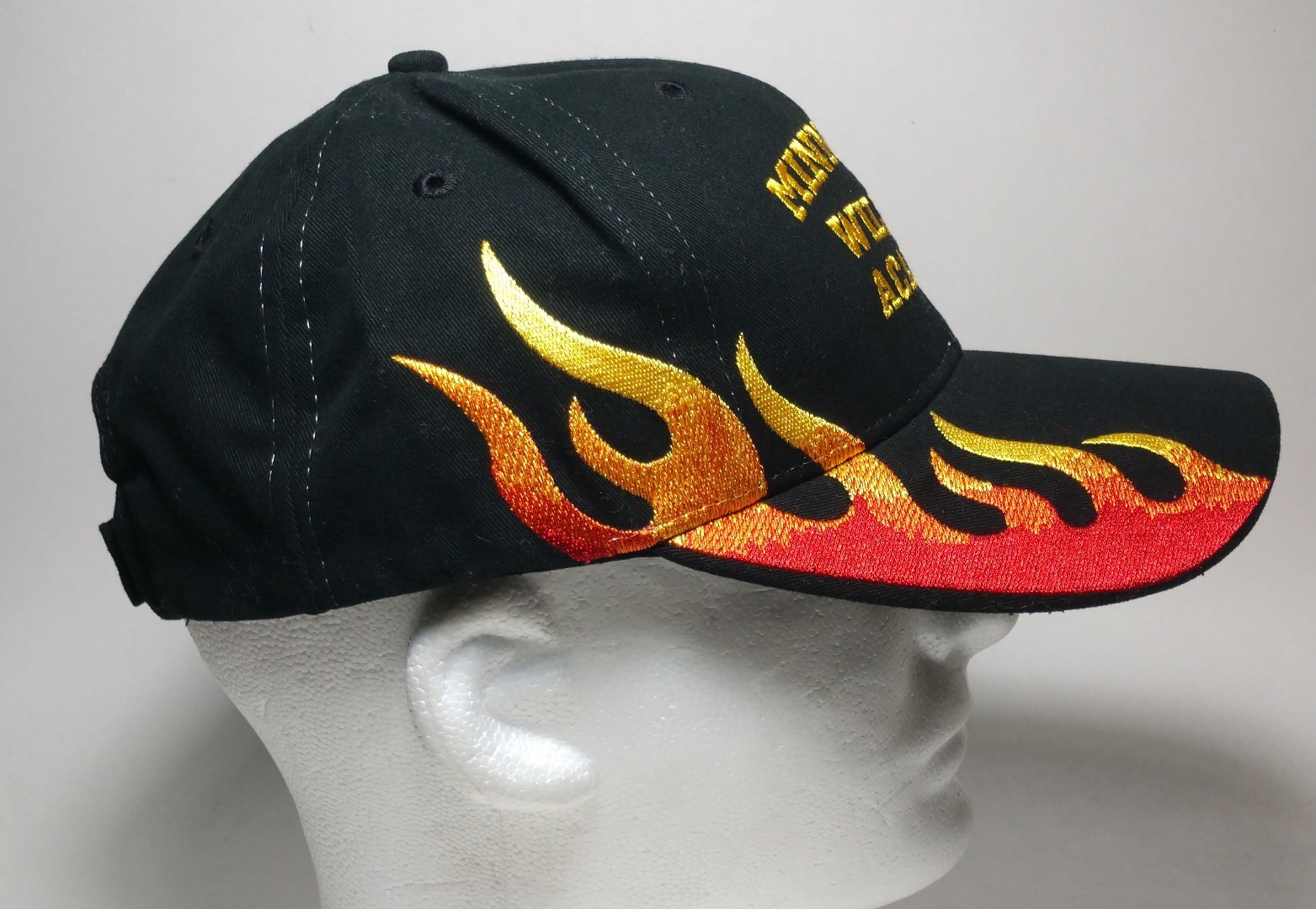 Minnesota Wildfire Academy Strapback Black Cap Hat embroidered Flames ...