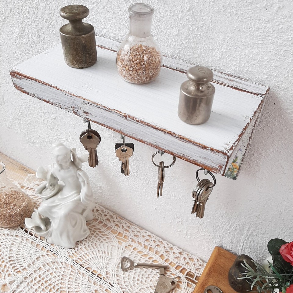 handmade key holder, Small white key holder shelf | eBay