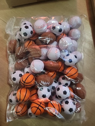 50 Pieces Sports Party Favors Foam Balls, Tiny Stress Balls, Basketball,... | eBay