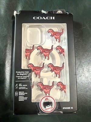 Coach Rexy Glitter Dinosaur iPhone 16 Protective MagSafe Clear Case NIB ...