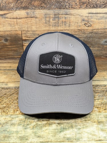 Smith & Wesson "Since 1852" Trucker Hat Ball Cap Gray Blue Snapback ...