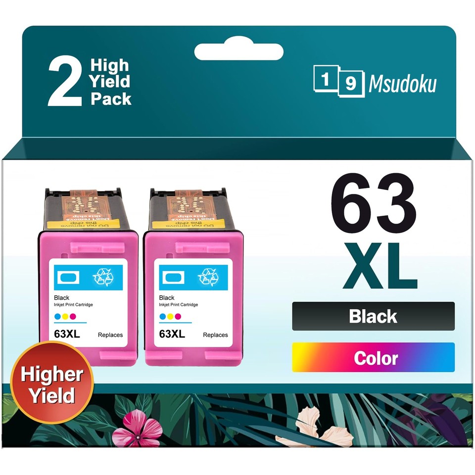 63 XL Ink Cartridge For HP 63XL Office jet 4650 3830 Envy 4520 4512 ...