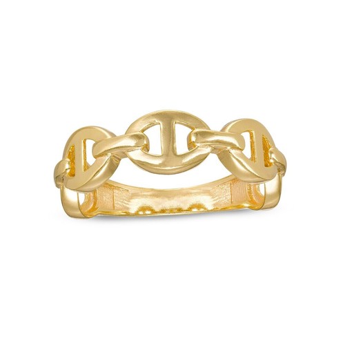 Size 7 Mariner Anchor Link Chain Band Ring Real Solid 10K Yellow Gold ...