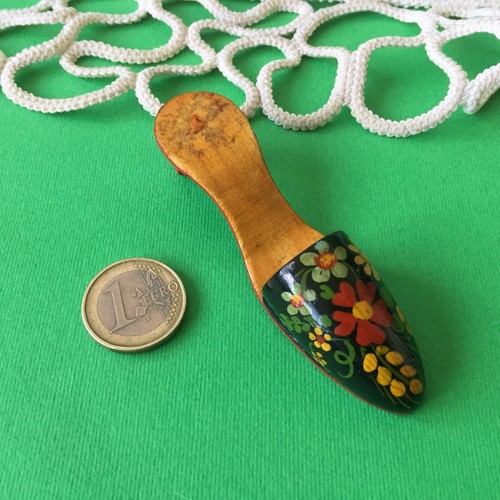 Vintage 1972 Russian? Hand Painted Miniature Decorative Wooden Slipper ...