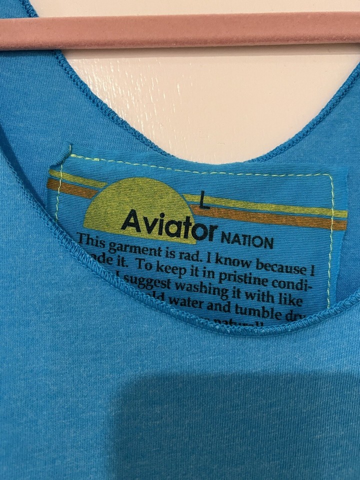 Aviator Nation Bright Blue Tank Top Size L with Smiley Face | eBay